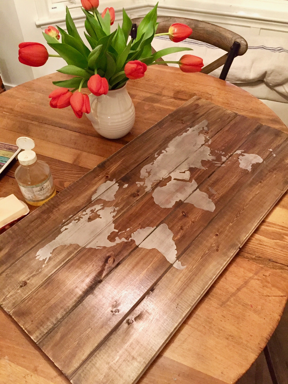 Easy Milk Painted World Map - Front Porch Lifestyle